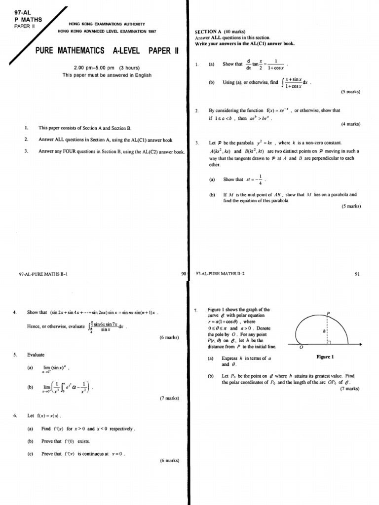 PureMaths1997 Pastpaper P2 | PDF