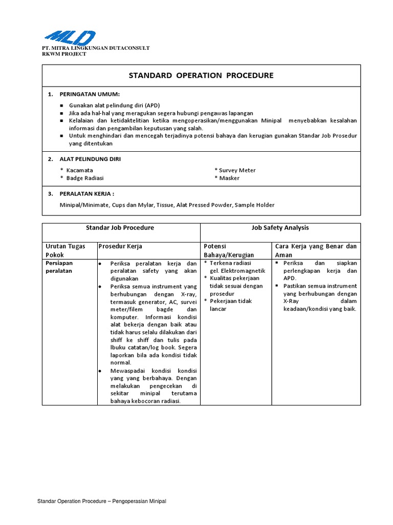 Sop Lab-Mengoperasikan Minipal | PDF