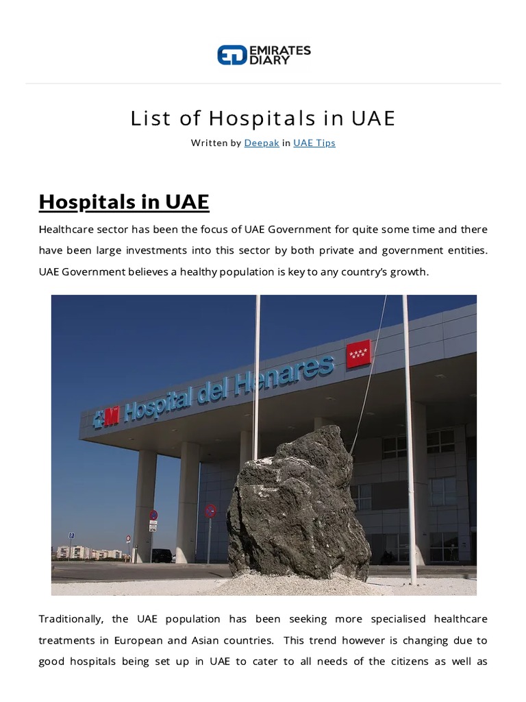 List of Hospitals in UAE, Hospitals in Dubai, Government Hospitals UAE1 ...