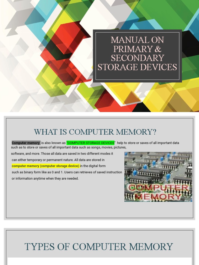 Primary vs. Secondary Storage Devices | PDF | Computer Data Storage ...