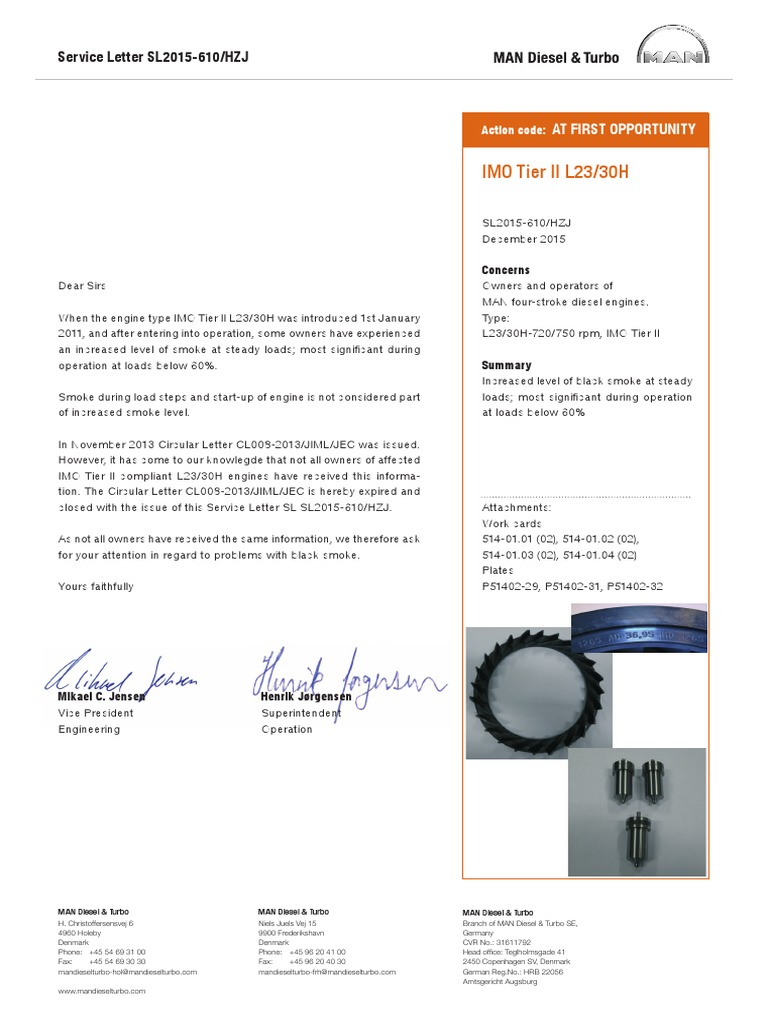 IMO Tier II L23/30H: Service Letter SL2015-610/HZJ | PDF | Turbocharger ...