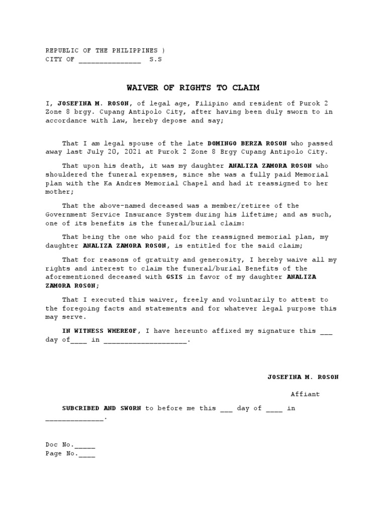 Waiver For Gsis | PDF