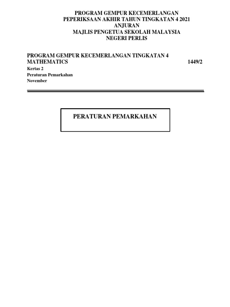 Skema Gempur Kecemerlangan Matematik Ting 4 k2 | PDF Skema Gempur Kecemerlangan Matematik Ting 4 k2 | PDF