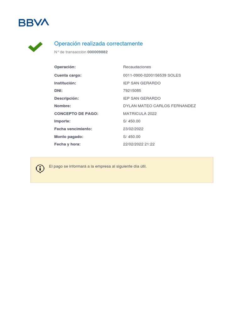 (BBVA) Pago Servicio | PDF