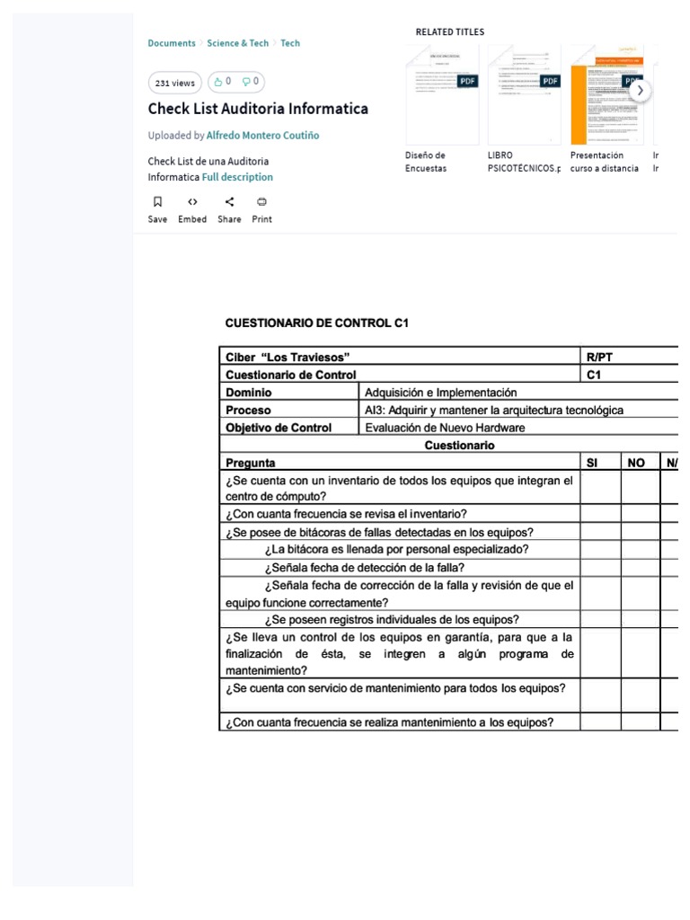 PDF Check List Auditoria Informatica - Compress | PDF | Informática ... PDF Check List Auditoria Informatica - Compress | PDF | Informática ...