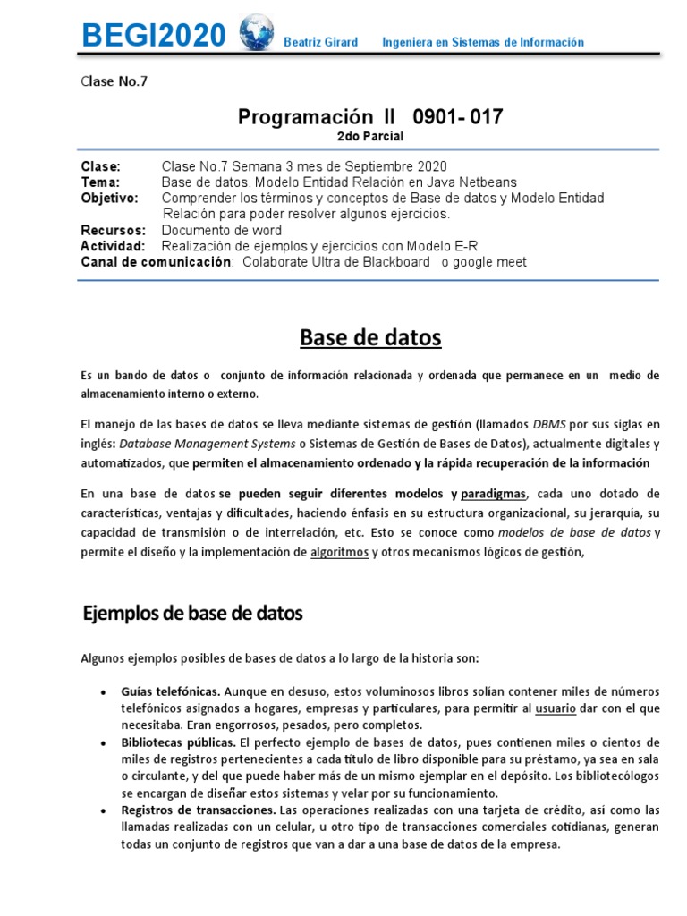 Clase No 8 2do Parcial Prog2 24092020 | PDF | Bases de datos | Gestión de tecnología de la ...