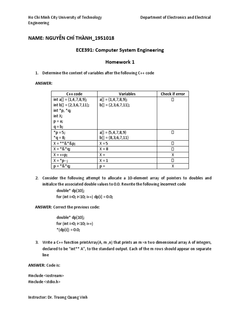 ECE391 Homework 1 | PDF | Integer (Computer Science) | C++