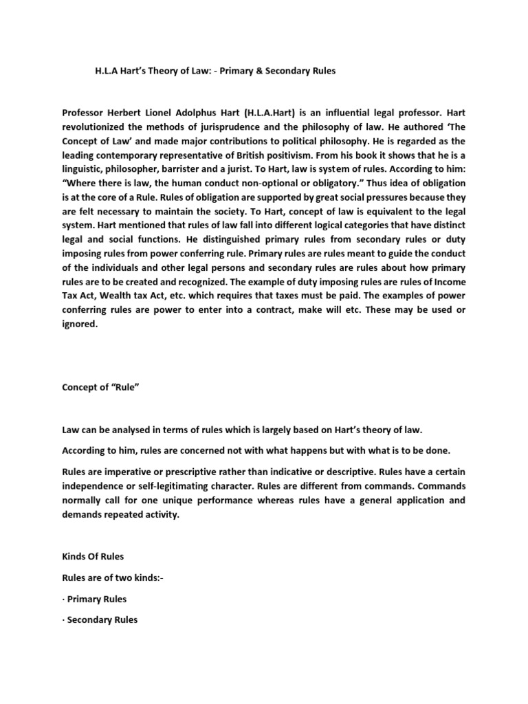 H.L Hart | PDF | Jurisprudence | Social Institutions
