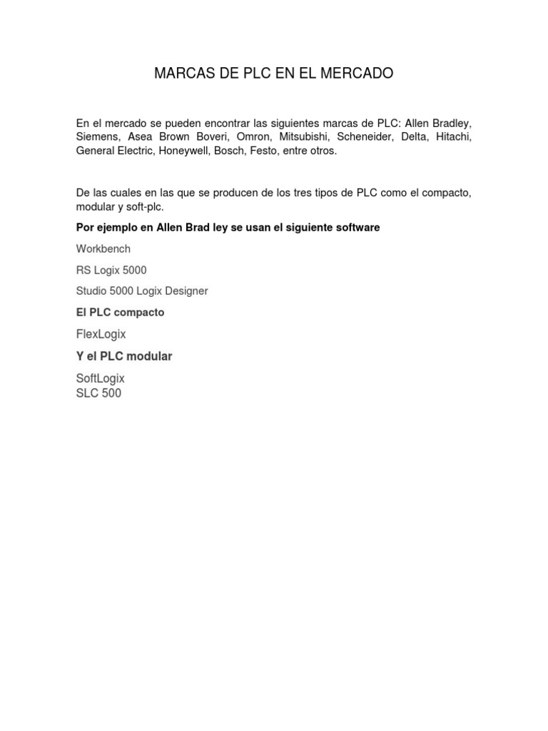 Principales Marcas de PLC en el Mercado | PDF