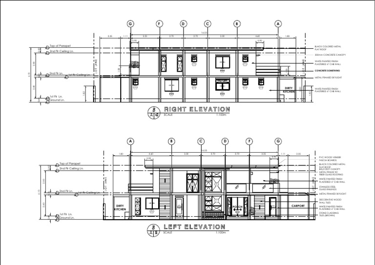 Right Elevation: A B C D F G | PDF | Wall | Roof