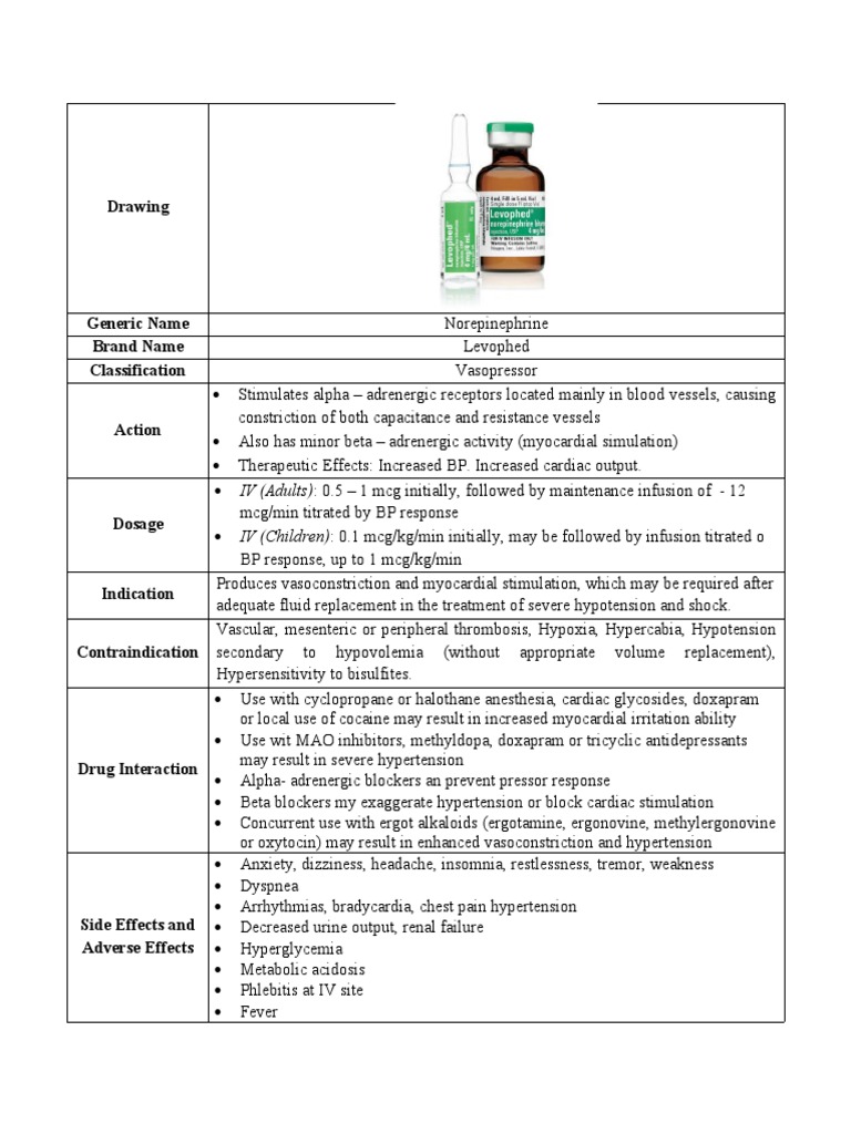 Norepinephrine Drug Study | PDF | Blood Pressure | Hypertension