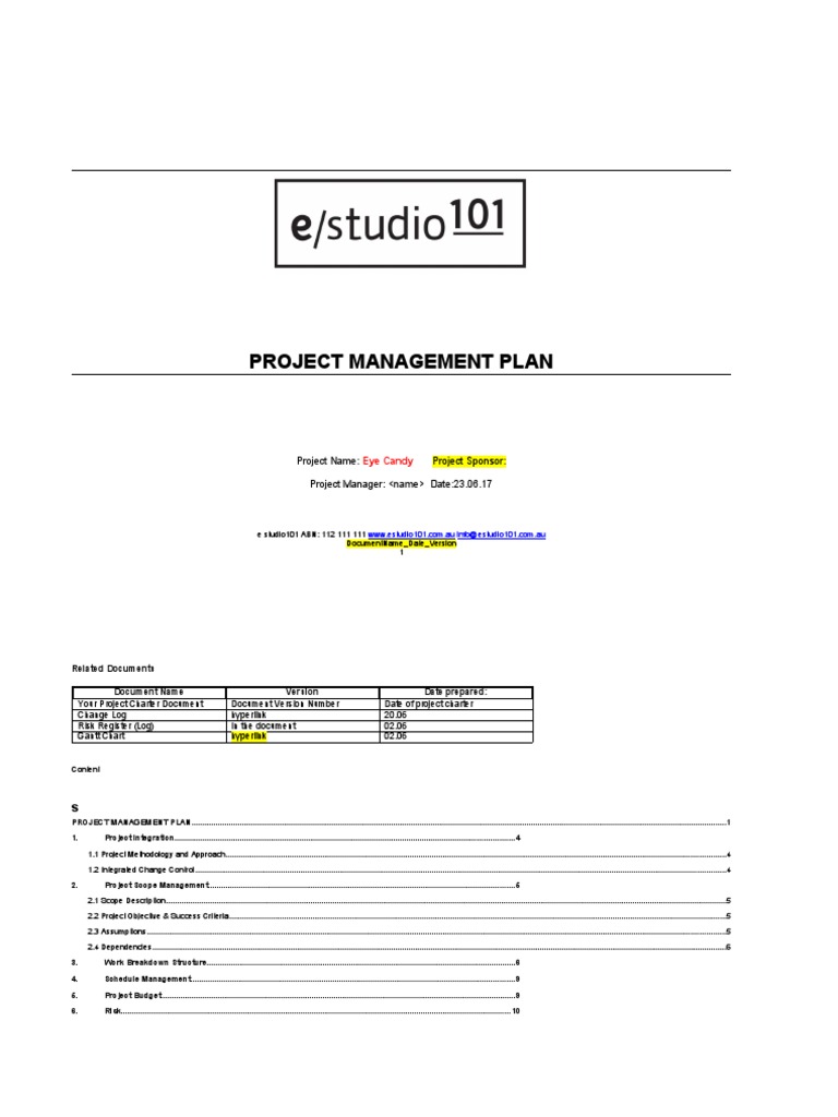 Example Project Management Plan | PDF | Project Management | Business