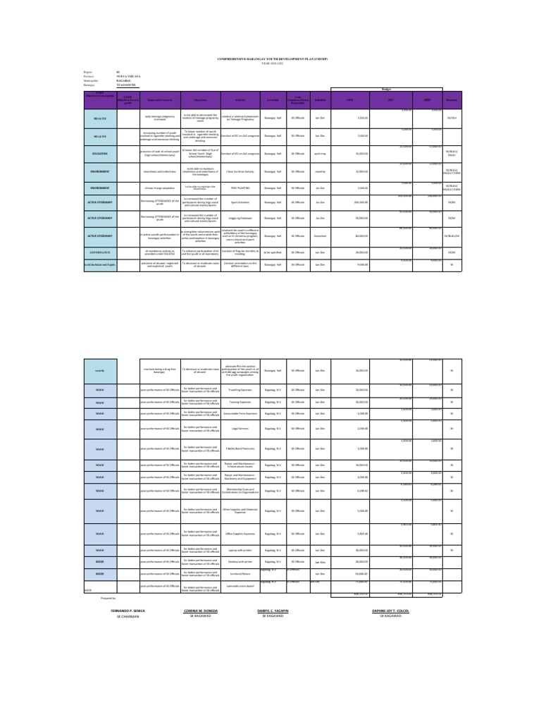 Comprehensive Barangay Youth Development Plan (Cbydp) | PDF | Expense