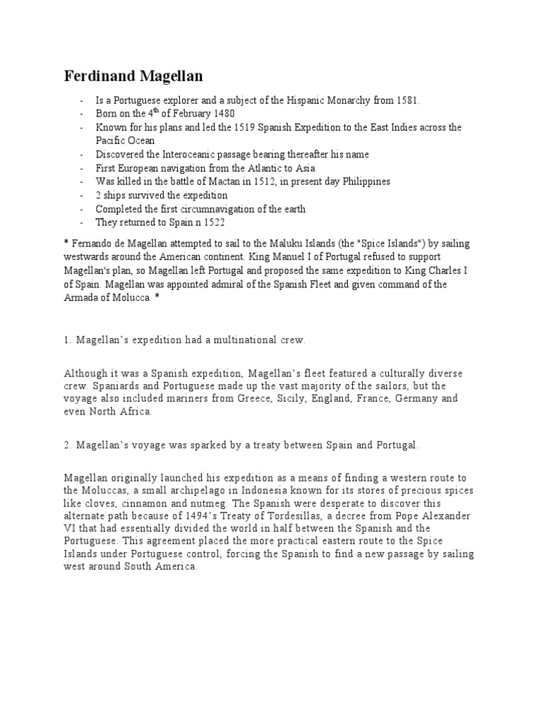Ferdinand Magellan | PDF | Spanish Empire | Age Of Discovery