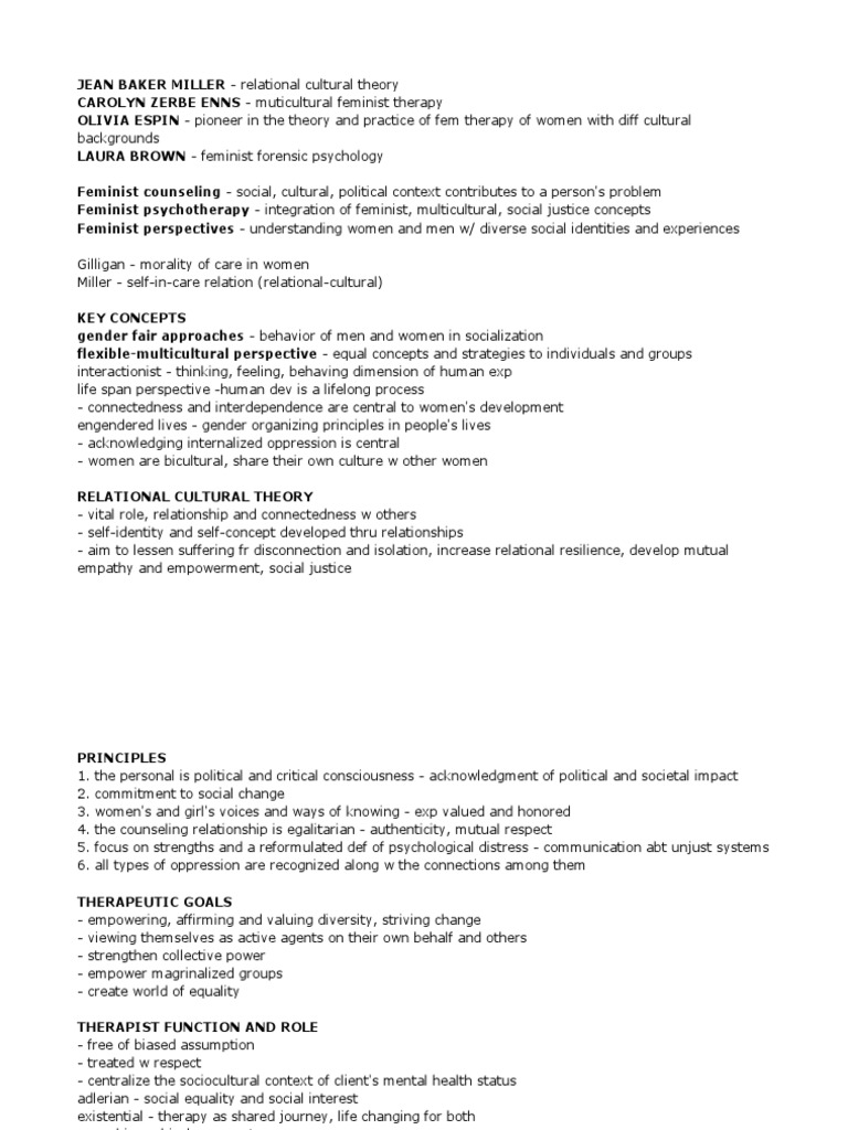 An Overview of Key Concepts and Principles of Feminist Counseling and ...