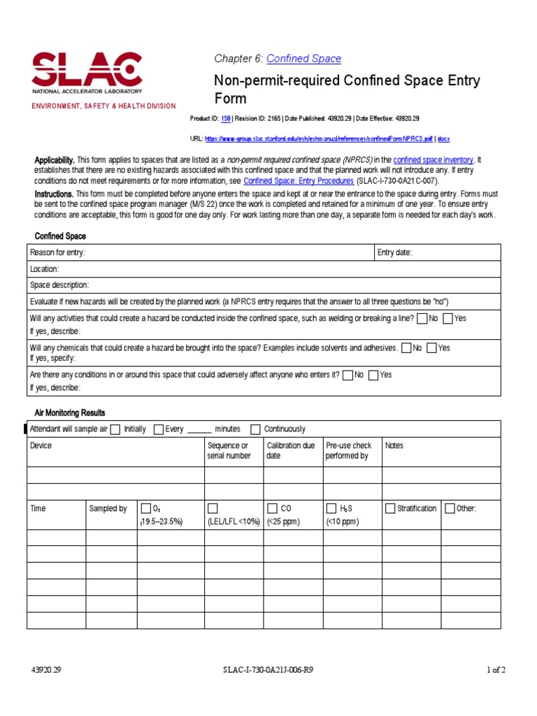 Assessing Non-Permit Confined Space Entry: A Guide to Evaluating Safety ...