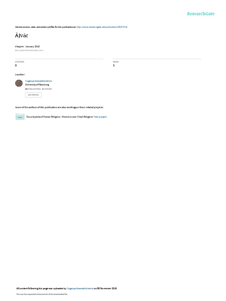 Discover the 12 Alvars and their contributions to Vaishnavism | PDF ...