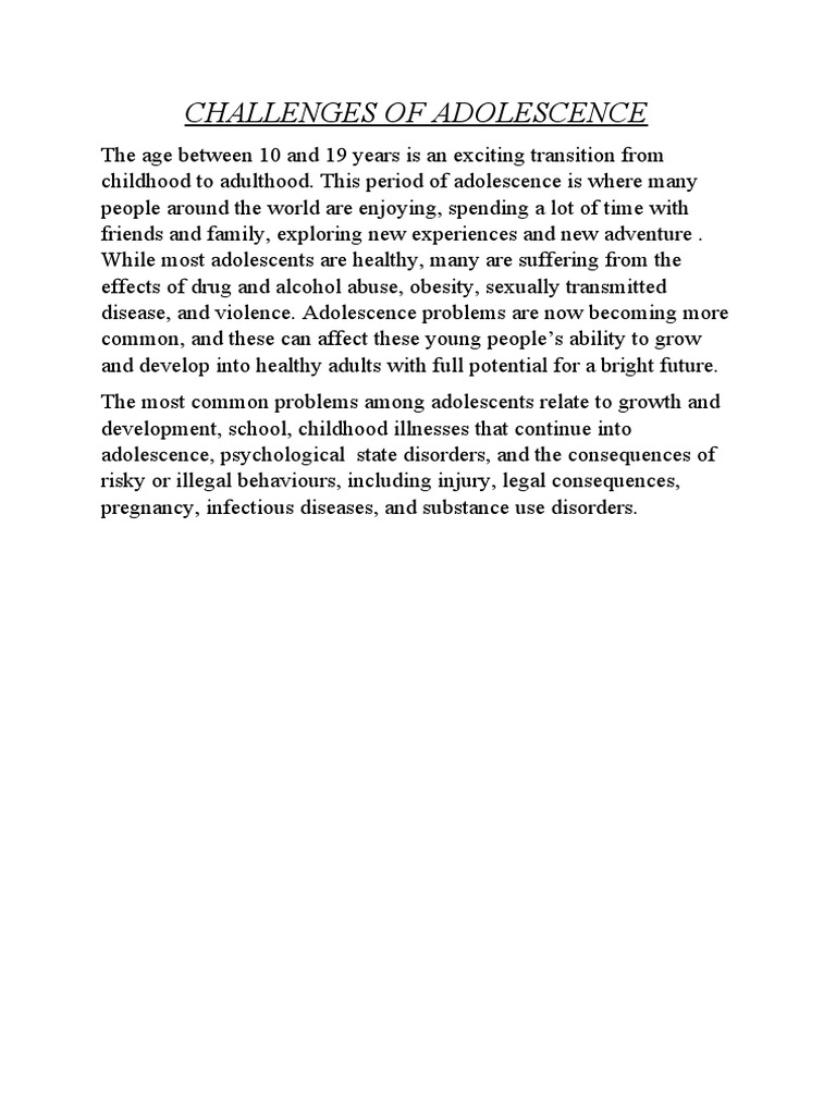 Adolescent Challenges and Solutions | PDF