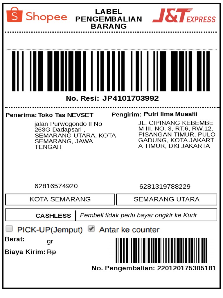 Resi Shopee Putri | PDF