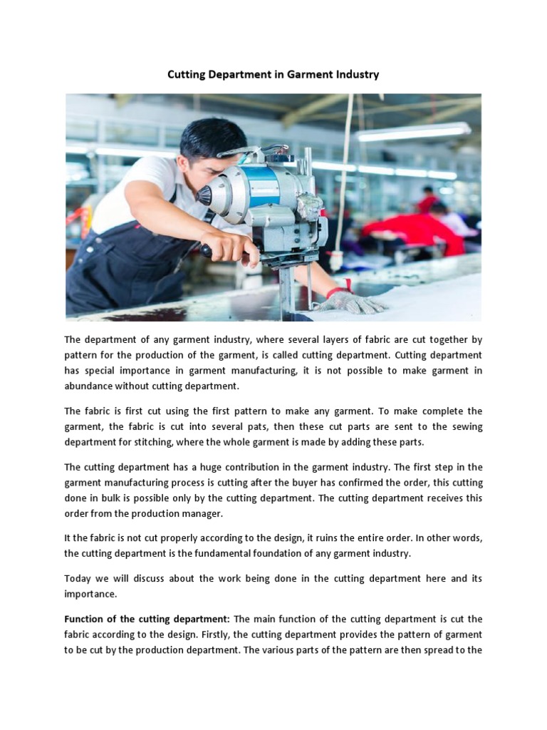 The Vital Role of the Cutting Department in Garment Manufacturing | PDF ...