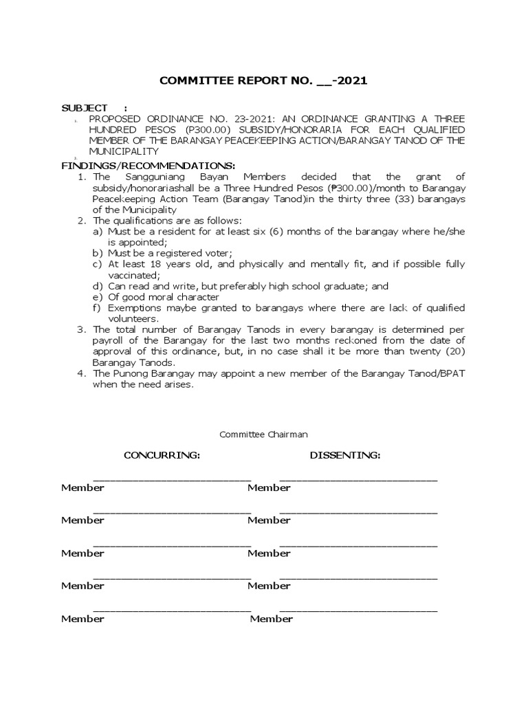 Committee Report Sample2 | PDF