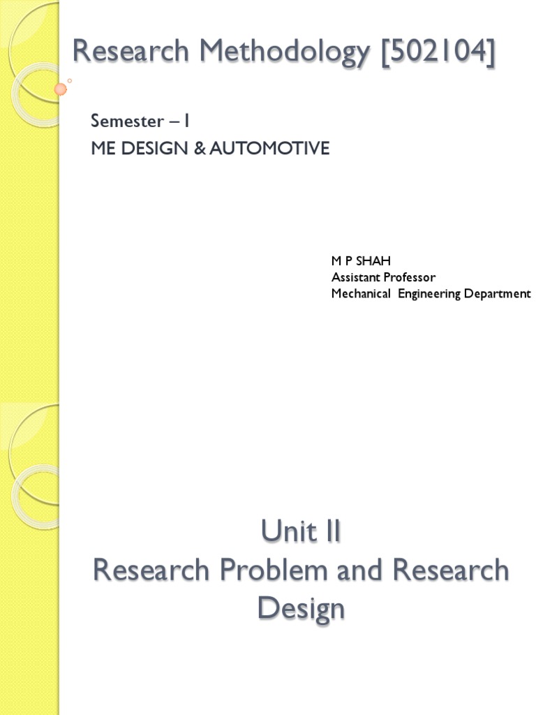 RM-UNIT 2-Research Problem and Research Design | PDF | Experiment ...