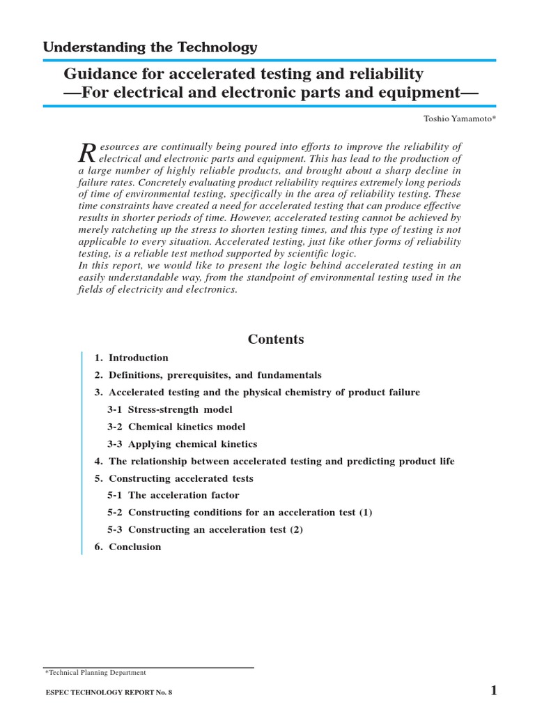 Guidance For Accelerated Testing and Reliability - For Electrical and ...