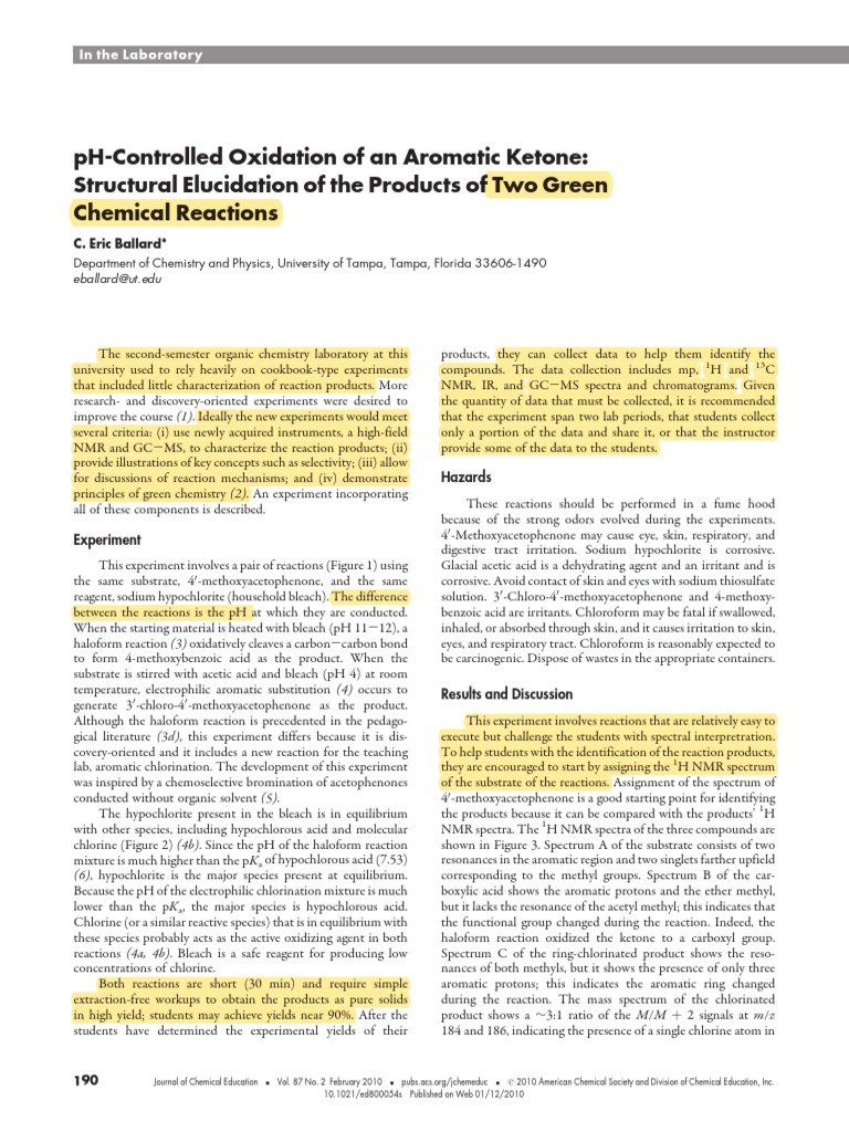 pH-Controlled Oxidation of An Aromatic Ketone: Structural Elucidation ...