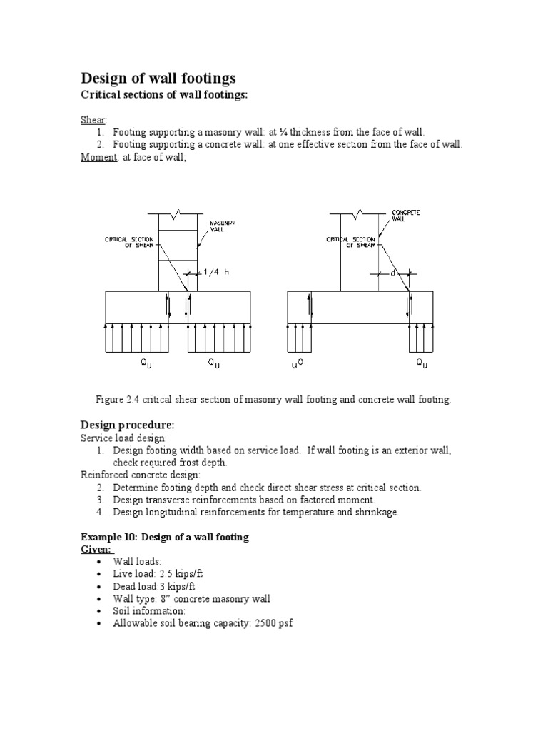 Design of Wall Footings | PDF | Wall | Concrete