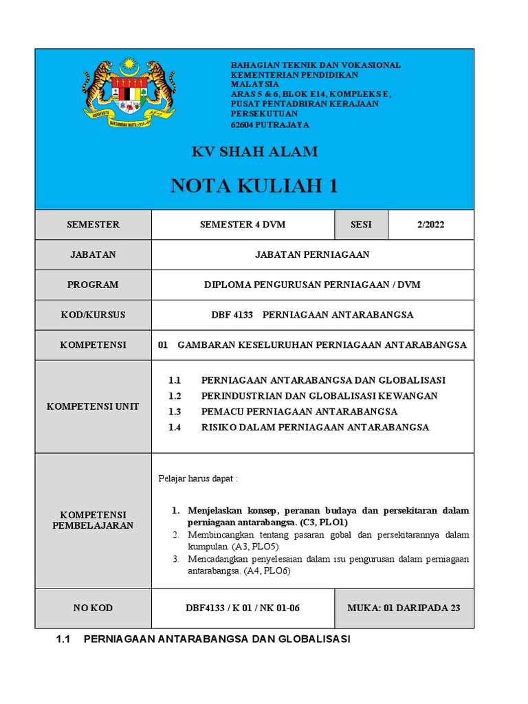 Nota Kuliah 1 DBF4133 | PDF