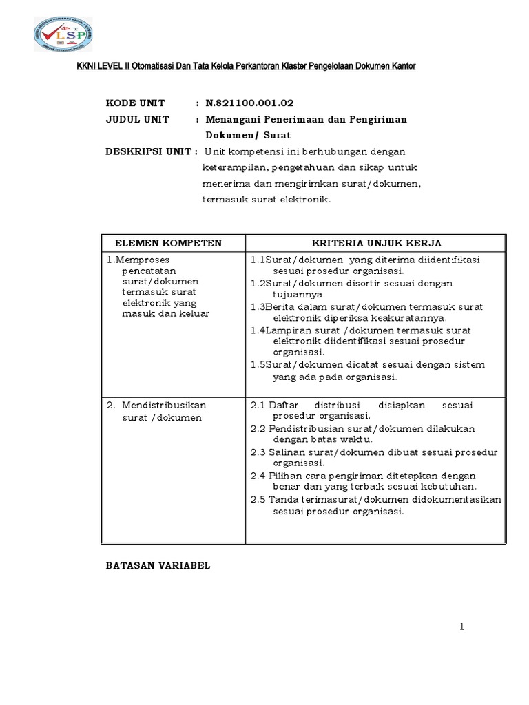 05a.SKKNI OTKP KLASTER 1 | PDF | Teknologi & Rekayasa