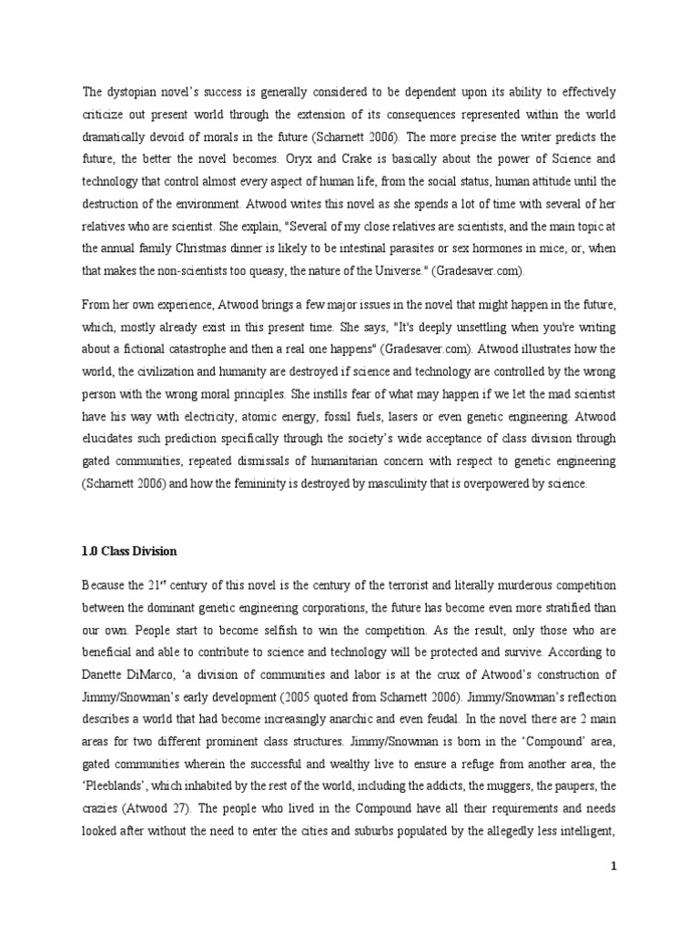"Oryx and Crake: Dystopian Themes" | PDF | Extinction | Genetic Engineering