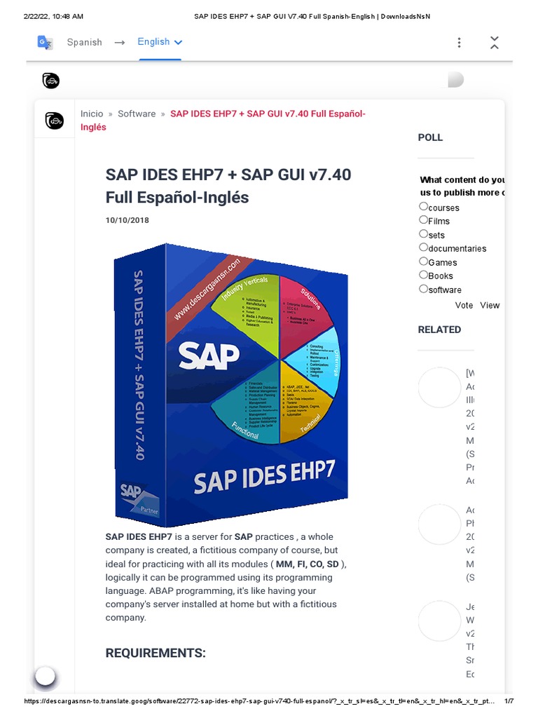 SAP IDES EHP7 + SAP GUI V7.40 Full Spanish-English | PDF | Microsoft Windows | Utility Software
