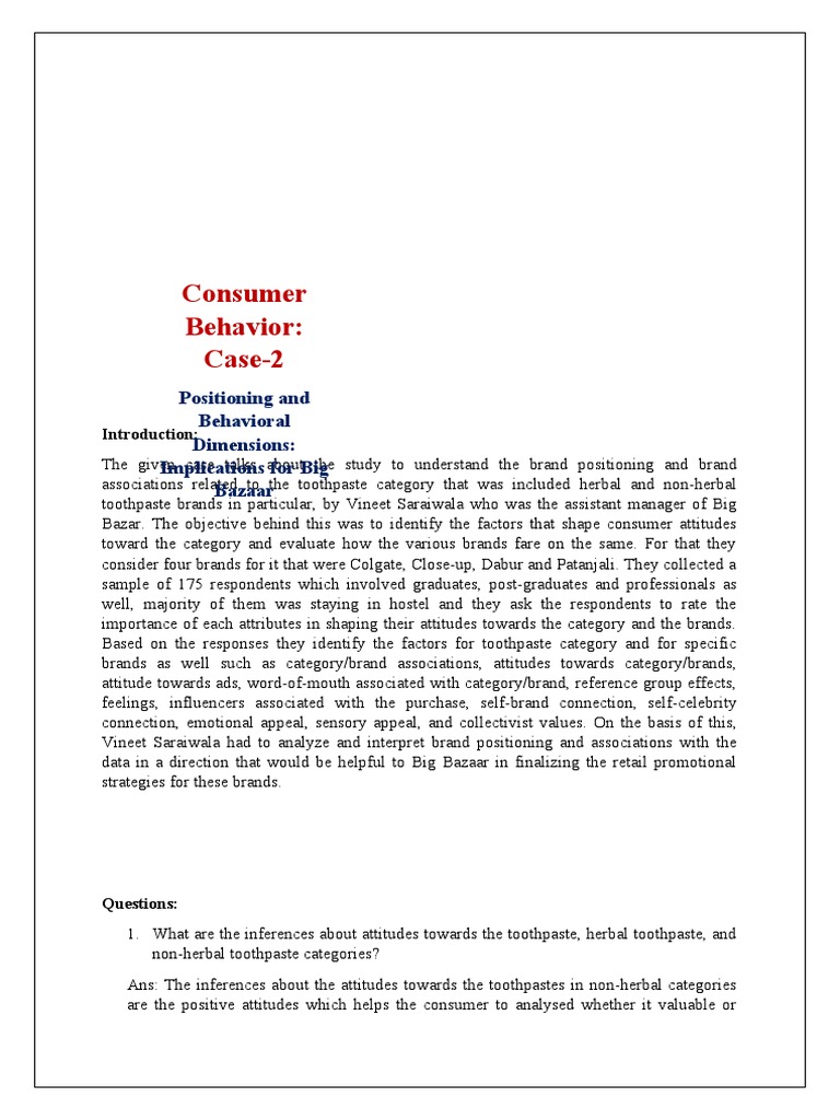 Case Study On Positioning & Behavioral Dimension | PDF | Brand ...