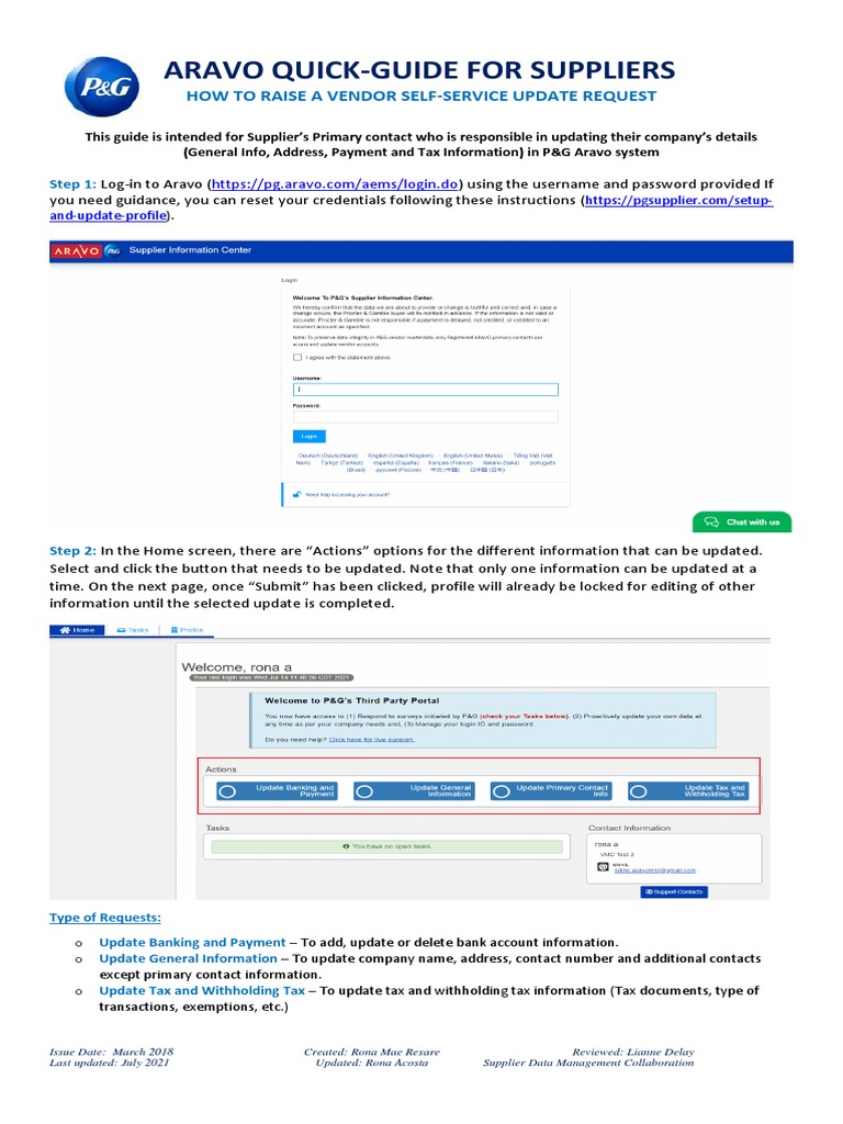 Aravo Quick Guide For Suppliers - How To Raise Vendor Self-Service ...
