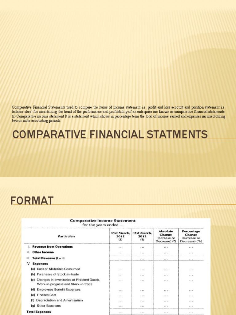 Comparative Financial Statements Overview | PDF | Income Statement ...