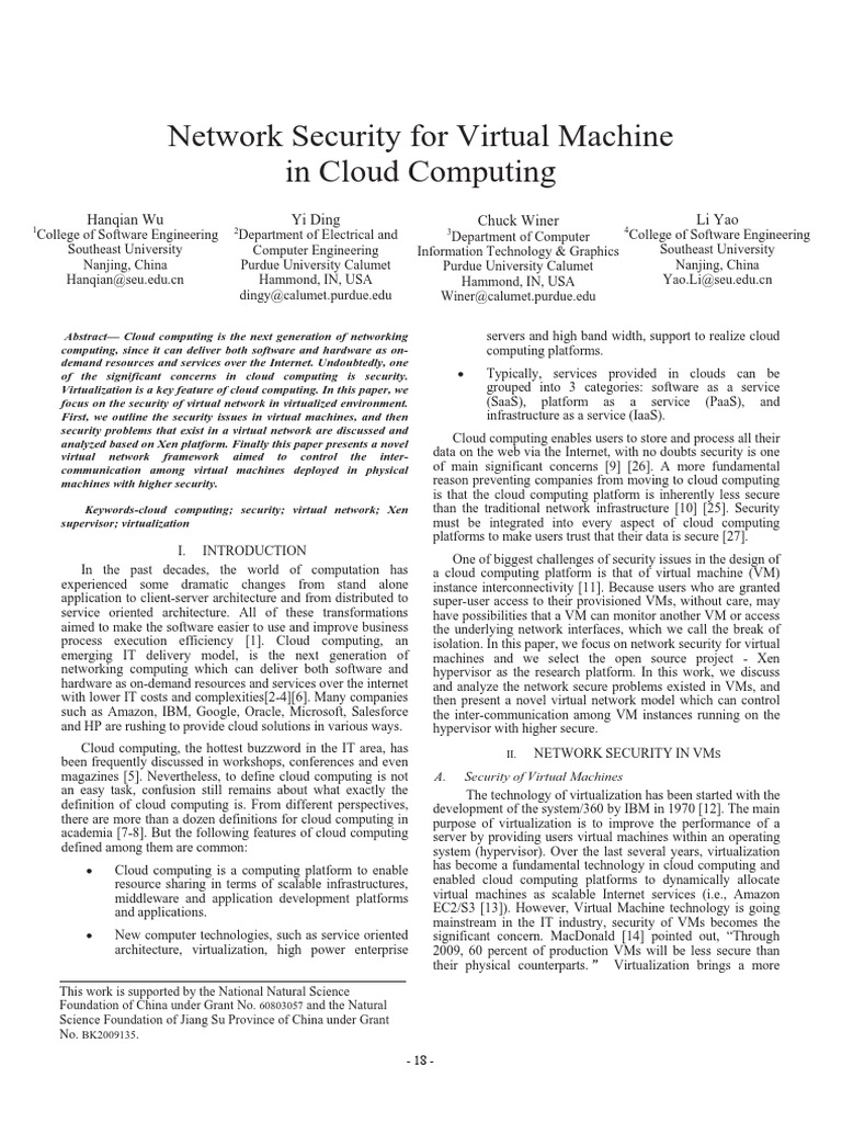 Network Security For Virutal Machine in Cloud Computing | PDF | Virtual Machine | Cloud Computing