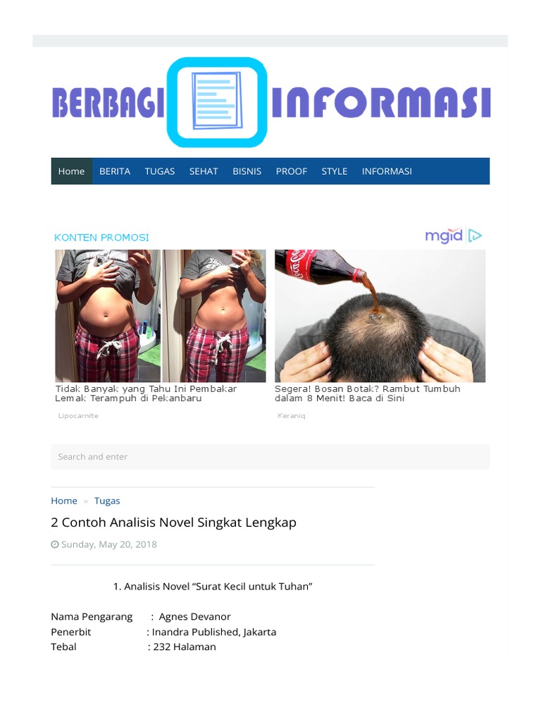 2 Contoh Analisis Novel Singkat Lengkap | PDF