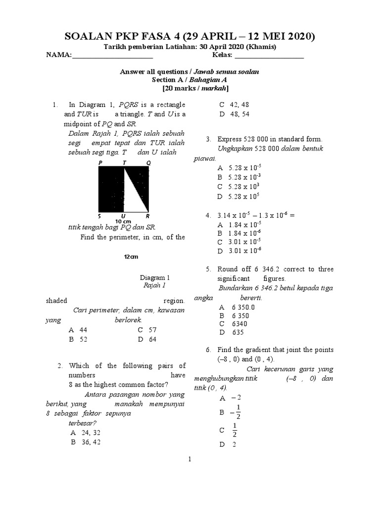 Set Soalan 2 Semasa PKP Fasa 4 Pada 30 April 2020 | PDF