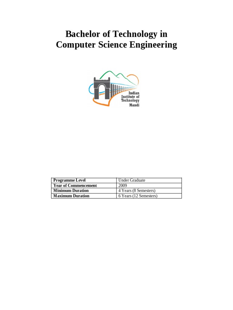 Btech - Cse Iit Mandi | PDF | Computer Science | Curriculum