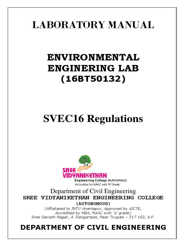 Ee Svec 16 Lab Manual | PDF | Ph | Alkalinity
