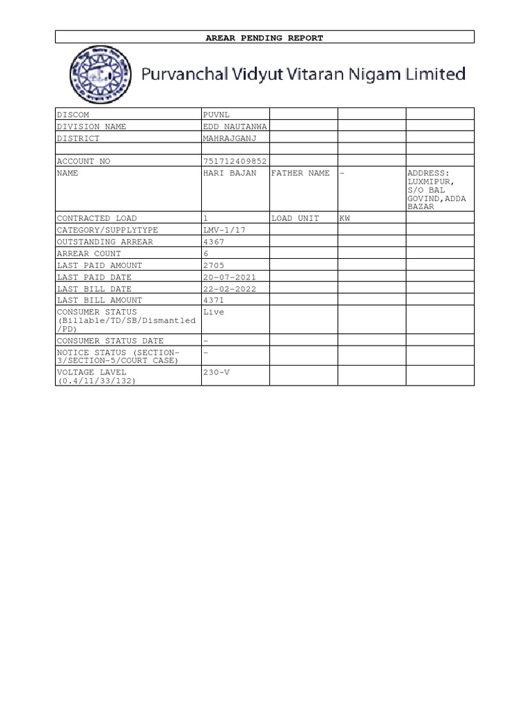 CSC VLE Arrear Report for Hari Bajan | PDF