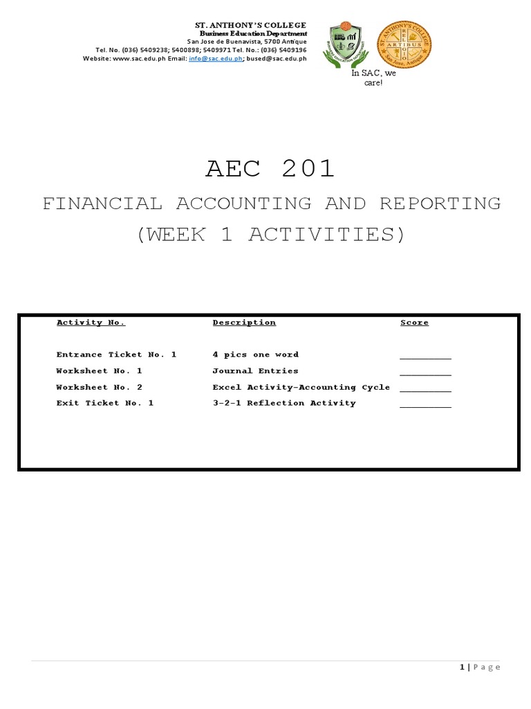 Week 1 Financial Accounting Activities | PDF | Expense | Accrual