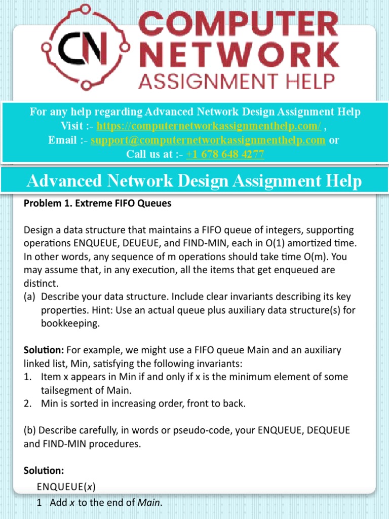 Advanced Network Design Assignment Help Pdf Queue Abstract Data Type Algorithms