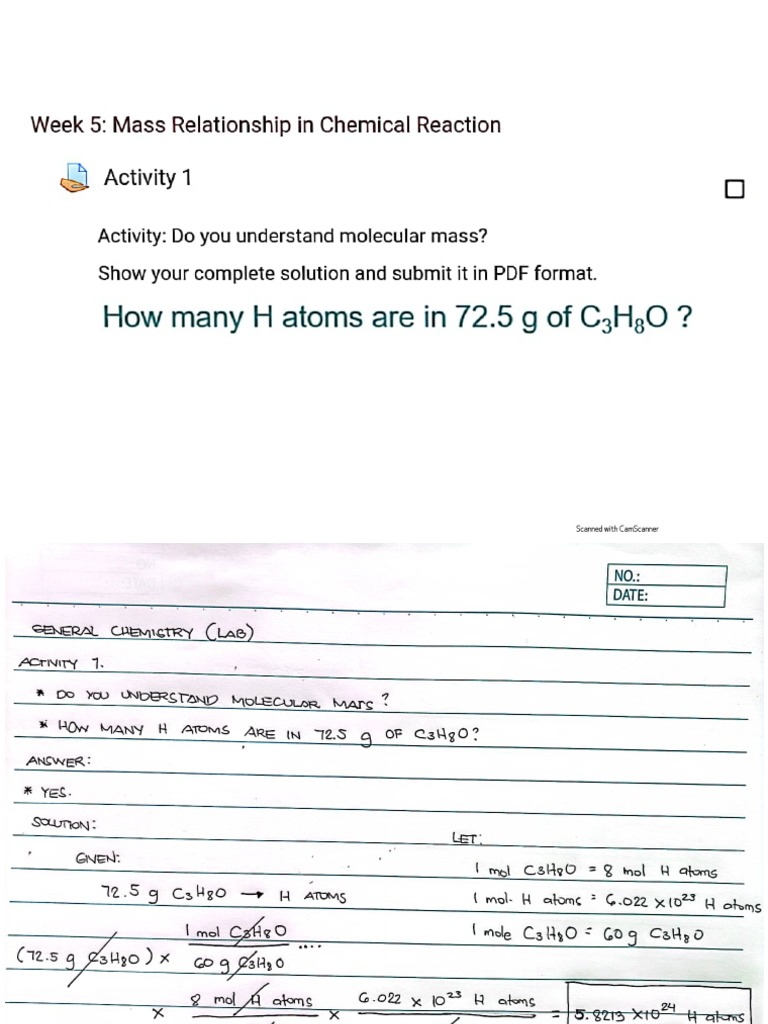 Week 5 - General Chemistry (Lab) Activity 1 | PDF