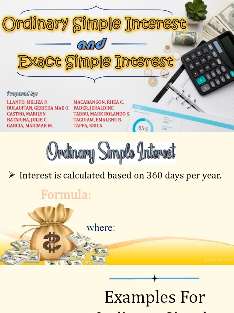 Group 2 (Ordinary and Exact Interest) | PDF | Interest | Interest Rates