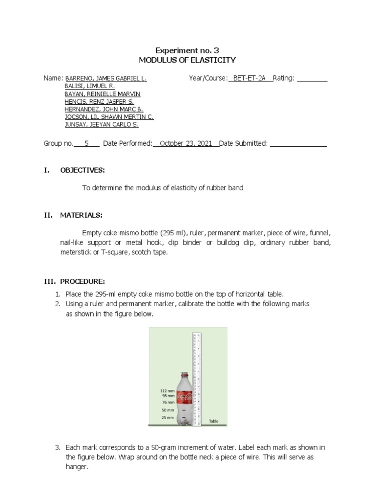 Experiment No. 3 (Lab Manual) | PDF | Elasticity (Physics) | Weight