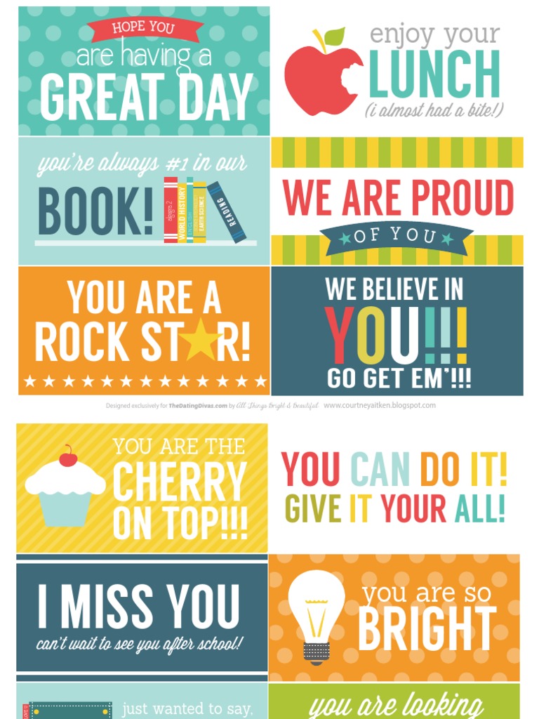 Lunch Box Notes For Kids | PDF