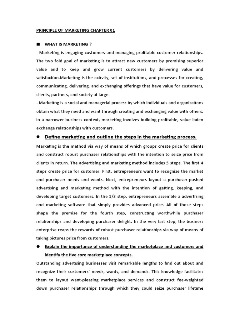 Principles of Marketing Overview | PDF | Marketing | Customer