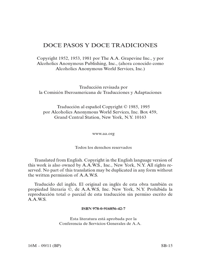 Doce Pasos y Doce Tradiciones | PDF | alcoholicos anonimos | Bill W.
